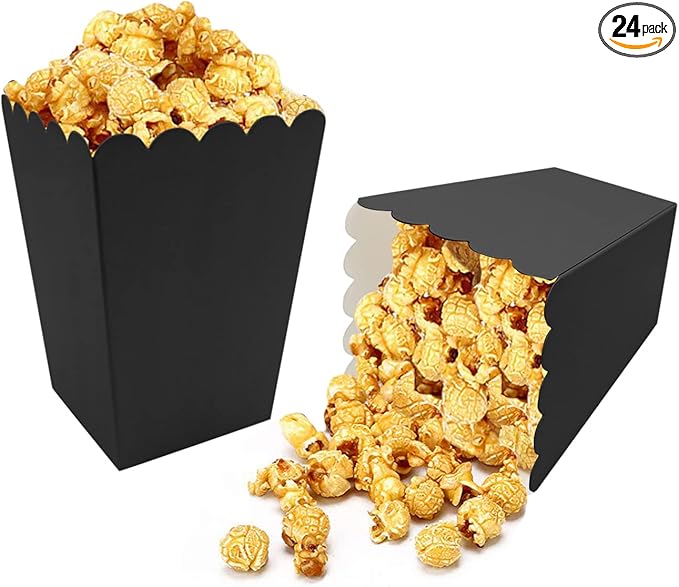 24 Pcs Mini Paper Popcorn Boxes Party Containers (Black) – Kidsy